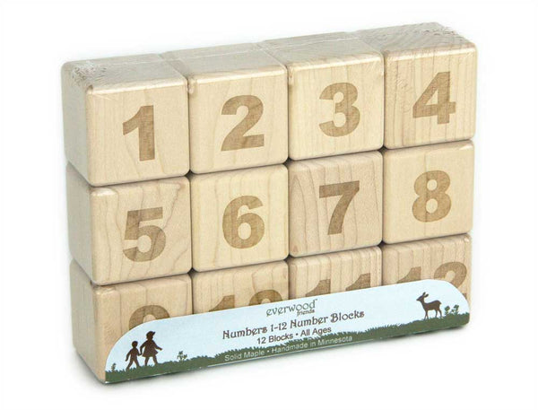 12 pc. 1-12 Engraved Maple Number Blocks – Everwood Friends