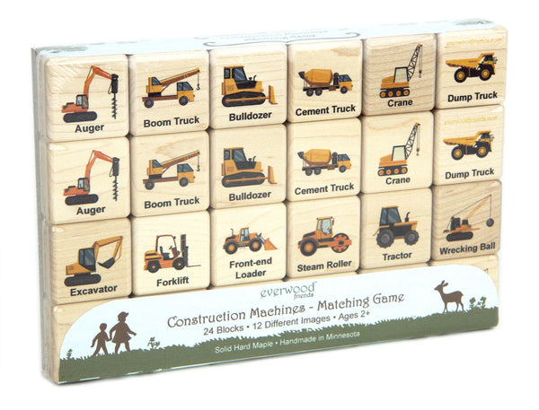 Construction Machines Wooden Matching Game - 24 pc Set – Everwood Friends